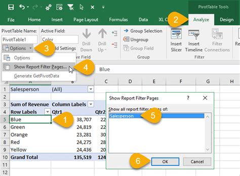 create multiple pivot table reports with show report filter pages excel campus