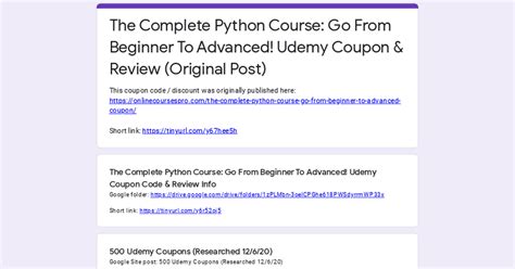 the complete python course go from beginner to advanced udemy coupon and review original post