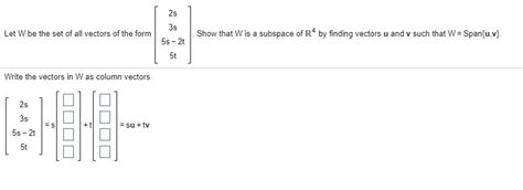 solved let w be the set of all vectors of the form show