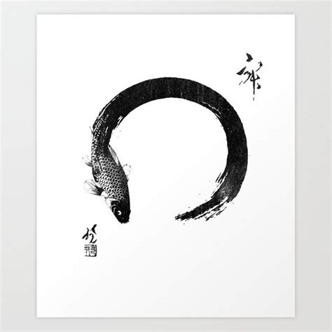 Awesome Koi Carp Enso Art Print By Spacecatsbonanzaparty X Small