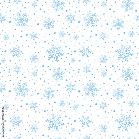 Beautiful Seamless Winter Pattern With Light Blue Snowflakes On White