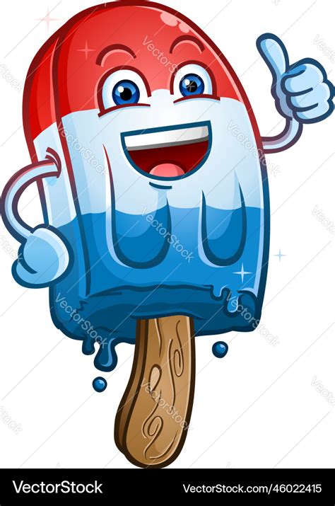 Red White And Blue Popsicle Cartoon Character Vector Image
