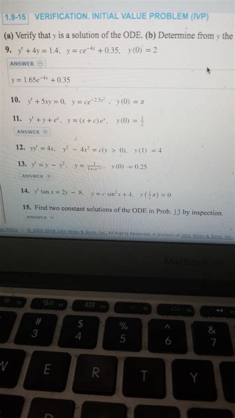 solved 1 9 15 verification initial value problem ivp a