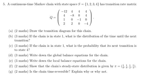 solved 5 a continuous time markov chain with state space s