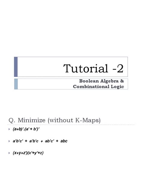tutorial 2 boolean algebra and combinational logic pdf logic electrical engineering