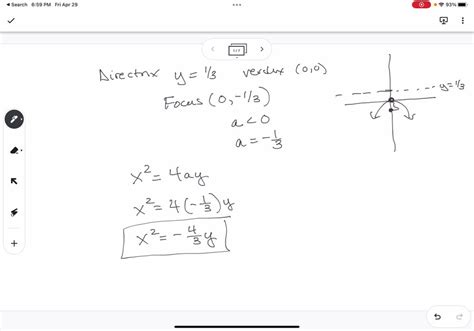 solved find the equation of the parabola described find the two points that define the latus