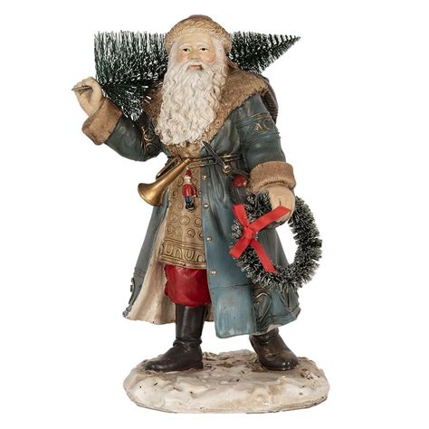Clayre Eef Kerstdecoratie Beeld Kerstman 25 Cm Blauw Polyresin Kopen
