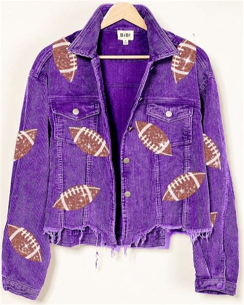 Football Sequin Corduroy Jacket Purple Sash Clothing Bar