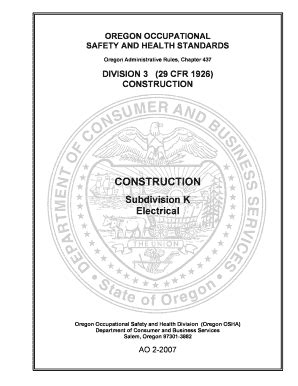 Fillable Online Osha Oregon Division 3 Subdivision K Electrical Fax