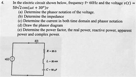 SOLVED In The Electric Circuit Shown Below The Frequency F 60 Hz