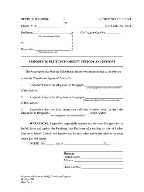To Modify Custody And Support Petition Form Fill Out And Sign
