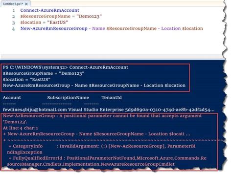 a positional parameter cannot be found that accepts argument azure lessons