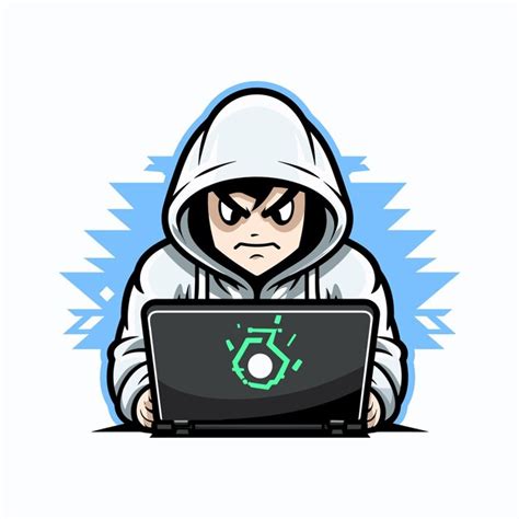 Premium Vector Hacker With A Laptop Vector Illustration On A White