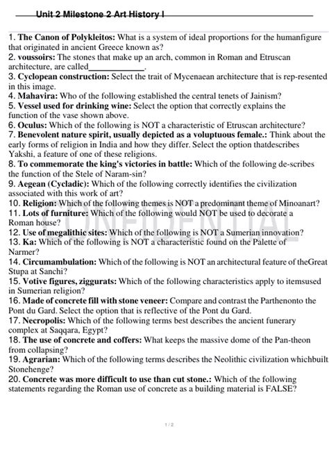 Sophia Art History Milestone Solutions Art History Unit