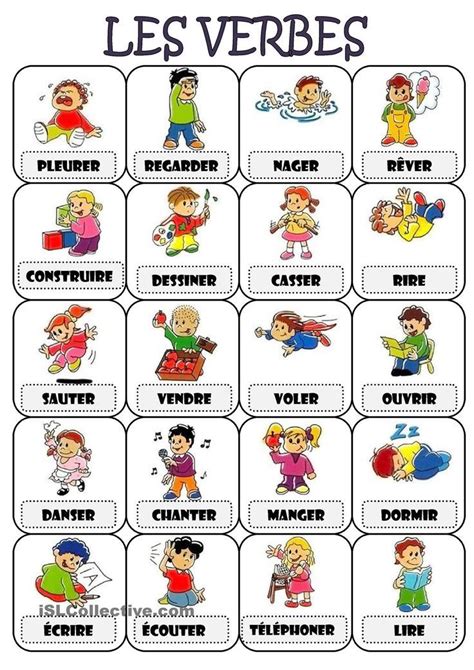 Les Verbes Fle Fiches P Dagogiques Vocabulaire