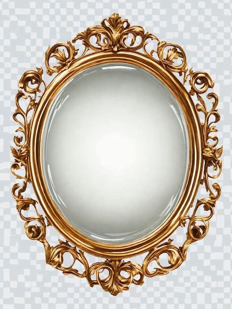 Antiguo Marco De Espejo Dorado Ovalado Redondo Aislado En Una