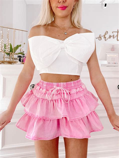 Flirtatious Pink Denim Ruffle Skirt Sassy Shortcake