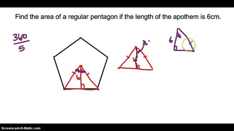 find area of regular polygon given apothem youtube