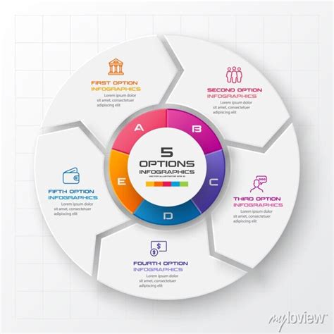 Circle Chart Infographic Template With 5 Options Vector Illustration