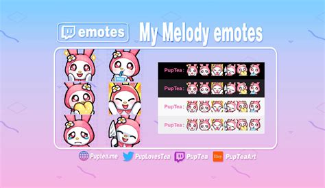 6x Cute My Mélody Emotes Pack for Twitch and Discord Etsy in 2022