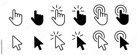 Set Of Hand Cursor Icons Click And Cursor Icons Click Isolated On