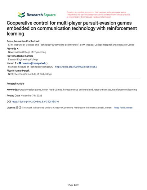 pdf cooperative control for multi player pursuit evasion games embedded on communication