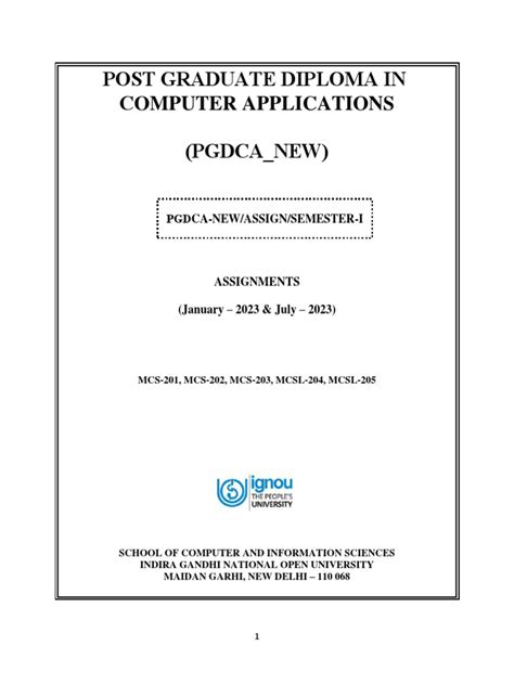 pgdca new semester i assignments january and july 2023 sessions download free pdf computer