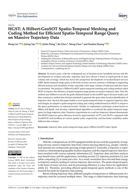 pdf hgst a hilbert geosot spatio temporal meshing and coding method for efficient spatio