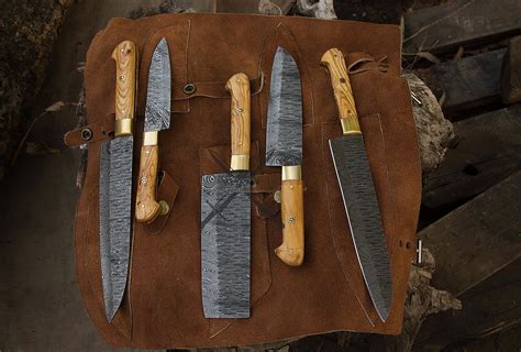 Chef Knife Set Hand Forged Kitchen Knives Set Of 5 Etsy