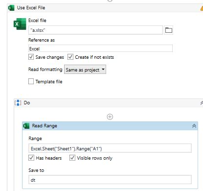 How To Use Excel Read Range Activity In Modern Design Range Save To