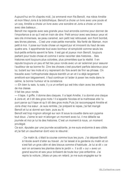 Le cauchemar compréhension générale Français FLE fiches pedagogiques