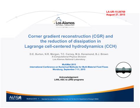 pdf corner gradient reconstruction cgr and the reduction of dissipation in lagrange cell