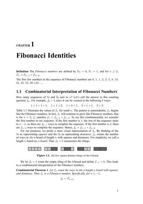 fibonacci identities chapter 1 proofs that really count