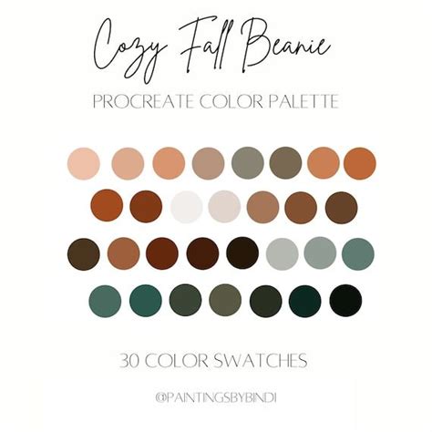 Cozy Fall Beanie Procreate Color Palette 30 Color Swatches IPad