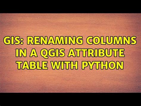 GIS Renaming Columns In A QGIS Attribute Table With Python 3