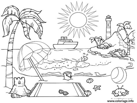 Coloriage Bord De Mer Ete Vacance Ete Dessin Ete Imprimer