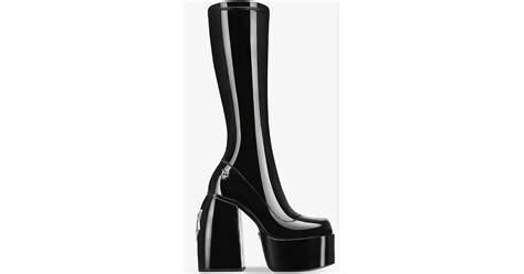 Naked Wolfe Spice Faux Leather Knee Thigh Heeled Boots In Black Lyst