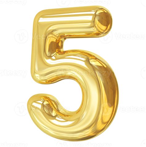 número dourado 5 11297538 PNG