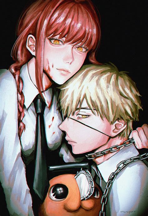 Makima Denji And Pochita Chainsaw Man Drawn By Mercyerr Danbooru