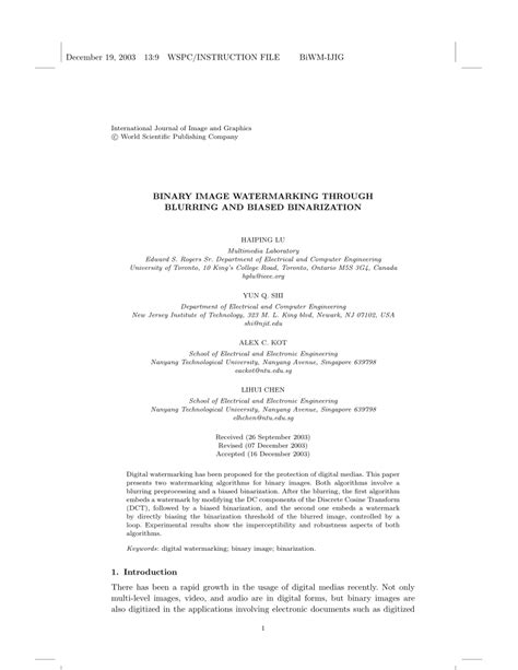 pdf binary image watermarking through blurring biased binarization