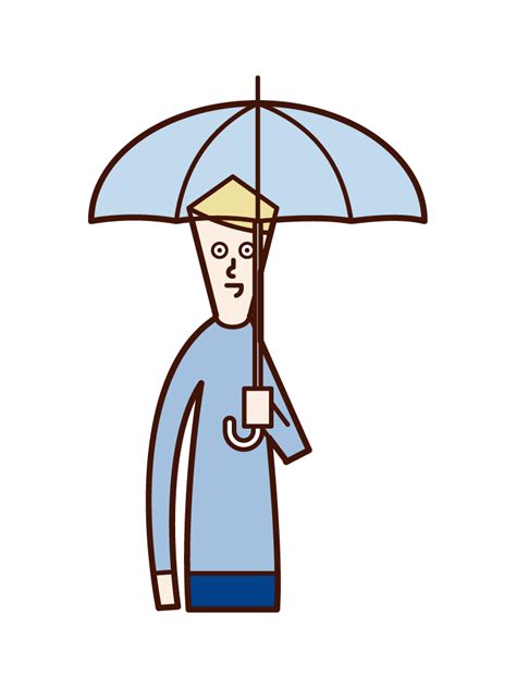 傘をさす人男性のイラスト フリーイラスト素材集 KuKuKeKe