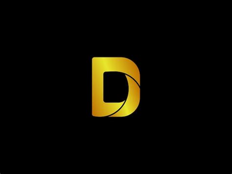 Letra D Dorada Sobre Un Fondo Negro Vector Premium