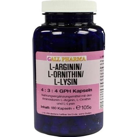 L ARGININ L ORNITHIN L Lysin 4 3 4 GPH Kapseln 180 St günstig bei