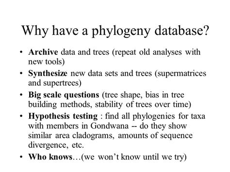 genbank huge amounts of data easily accessible rate of growth of phylogenetic knowledge number