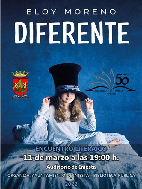 Eloy Moreno presenta en Iniesta su último libro Diferente el 11 de
