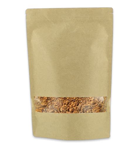 Bolsa Doypack Kraft Autocierre Zip Y Ventana 12 6x20cm 50 Uds