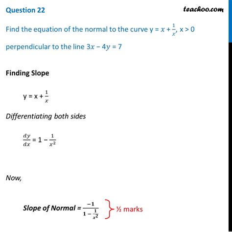 find the equation of the normal to the curve y x 1 x perpendicular
