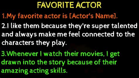 Essay On My Favorite Actor 10 Lines Essay On Favorite Actor