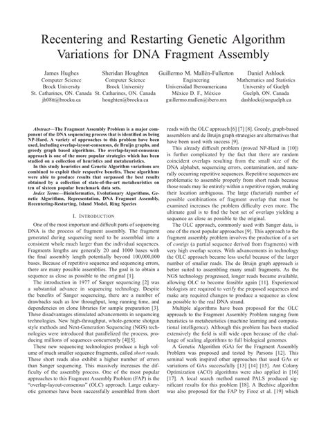pdf recentering and restarting genetic algorithm variations for dna fragment assembly
