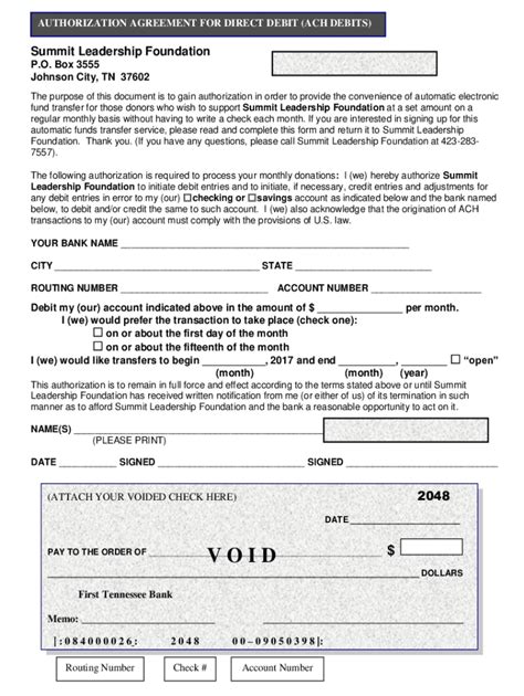 Fillable Online Fillable Online Authorization Agreement For Automatic
